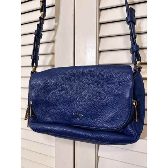 Fossil | Bags | Fossil Blue Leather Crossbody Bag | Poshmark